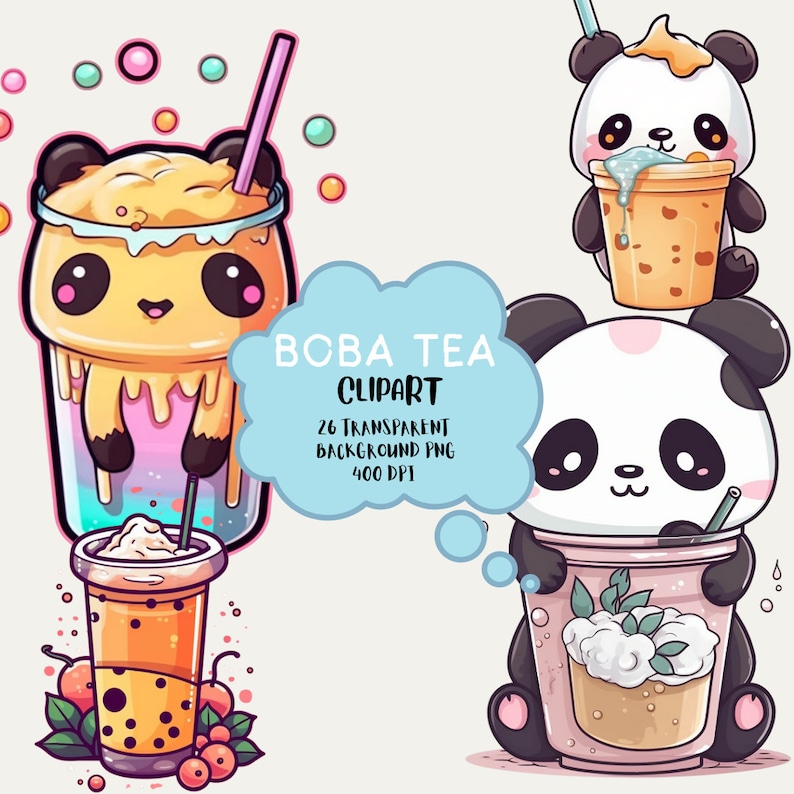 Té de burbujas PNG, imágenes prediseñadas de té Kawaii Boba, linda ...