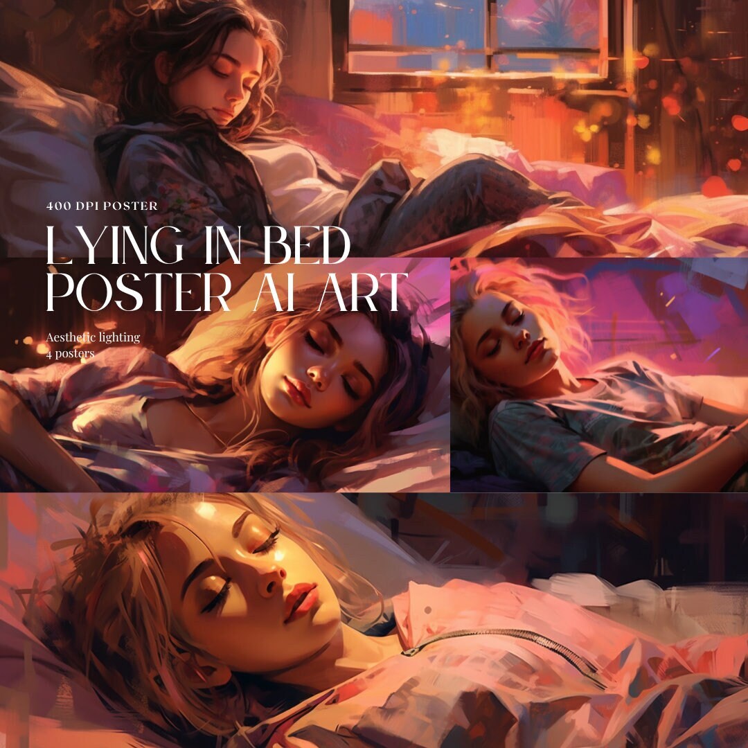 Ai Anime Girl Sleeping Poster Digital File, Wall Art Ambient Lighting ...