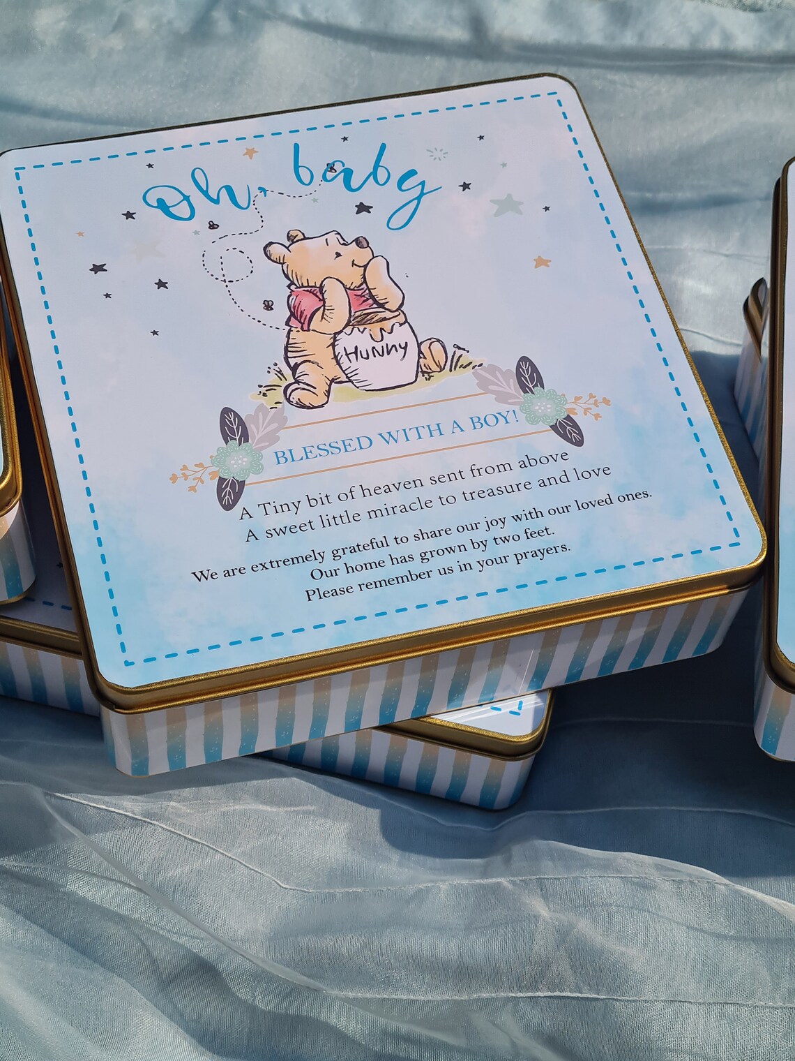 Customised Birth Announcement Box, Tin Box, Birth Keepsake Gifts ...