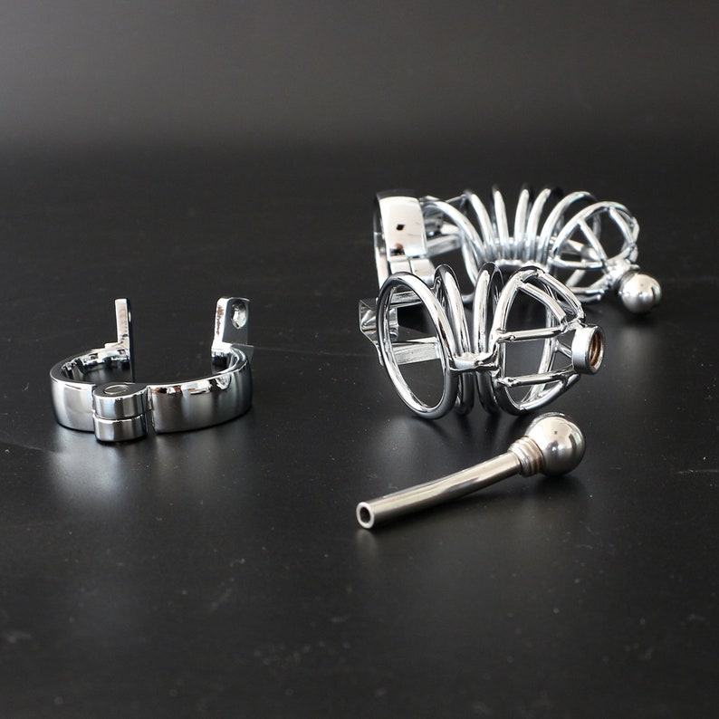 Chastity Cage With Urethral Sound Dilator Stainless Steel Tiny Cock ...