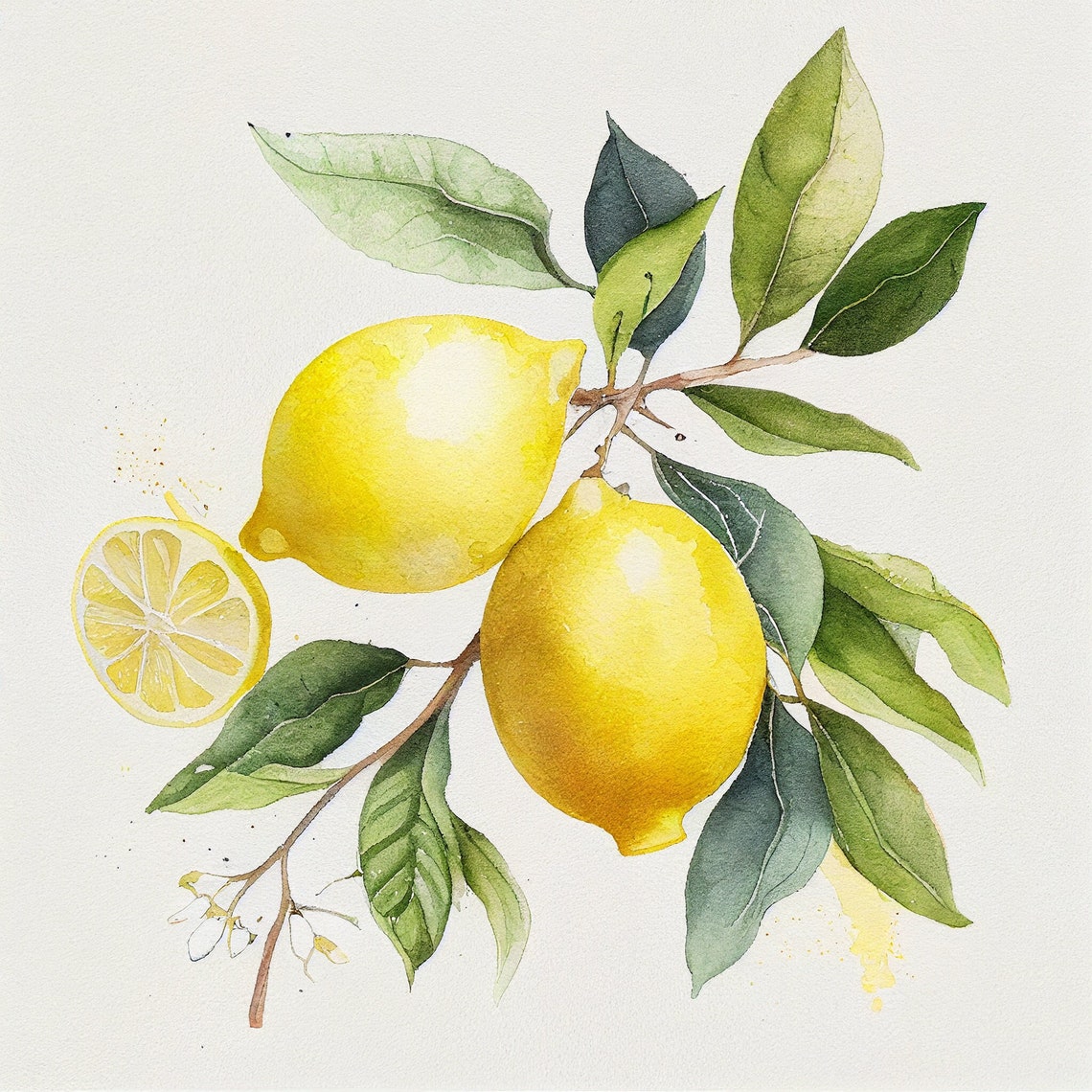 Watercolor Lemons Clipart, Summer Citrus Greenery Clipart Png, Lemon ...