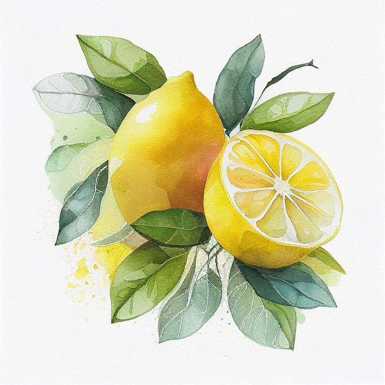 Watercolor Lemons Clipart, Summer Citrus Greenery Clipart Png, Lemon ...