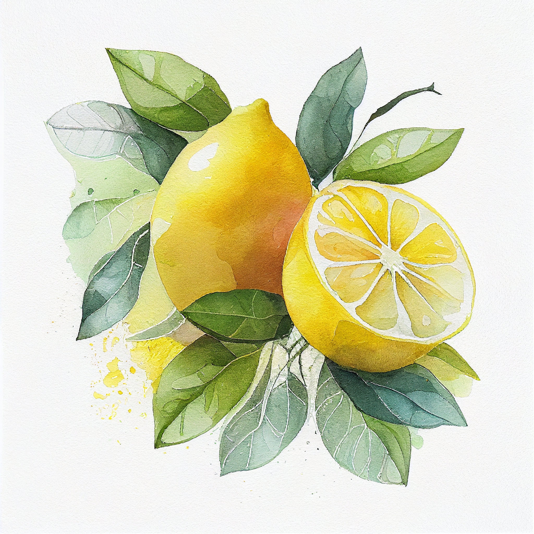 Watercolor Lemons Clipart, Summer Citrus Greenery Clipart Png, Lemon ...