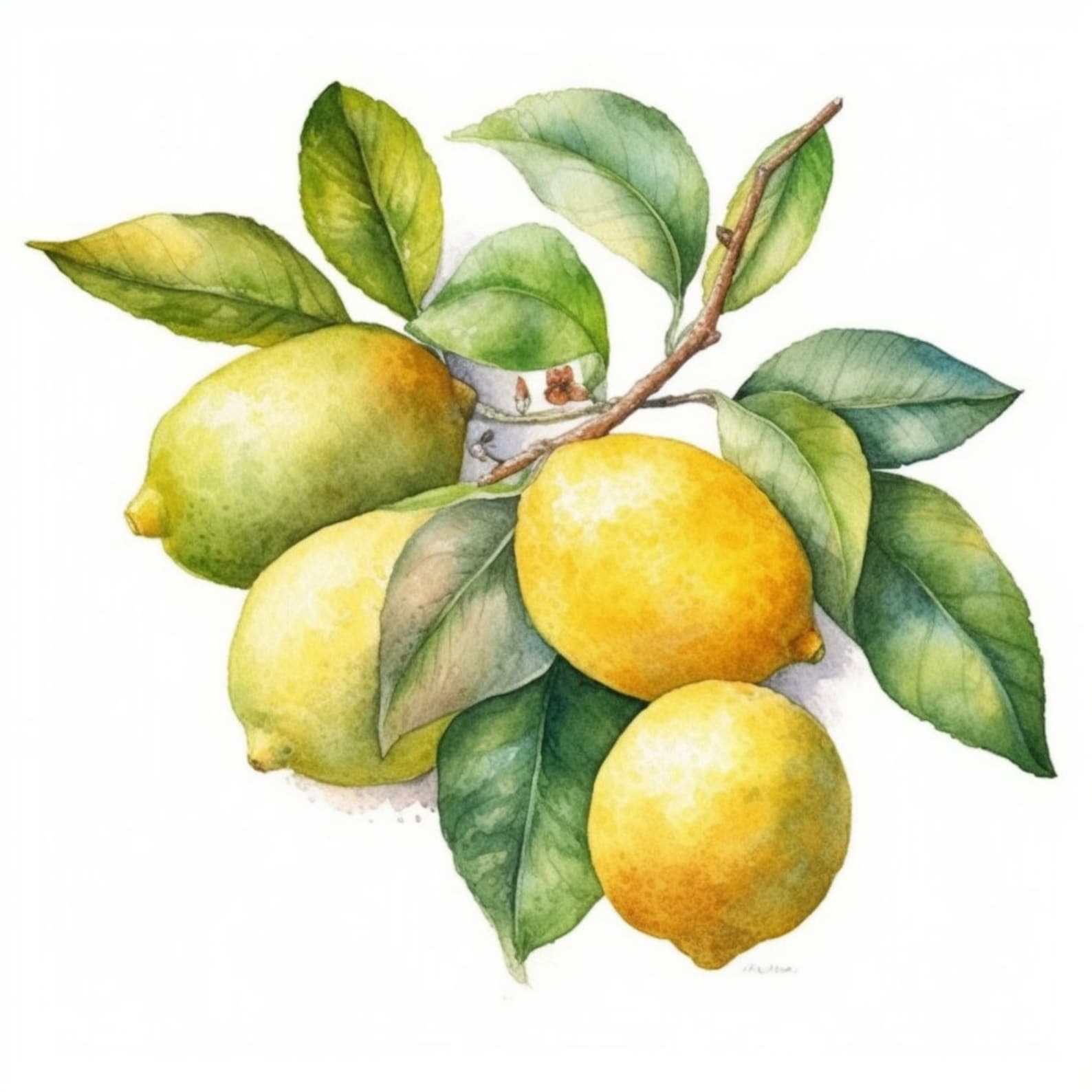 Watercolor Lemons Clipart, Summer Citrus Greenery Clipart Png, Lemon ...