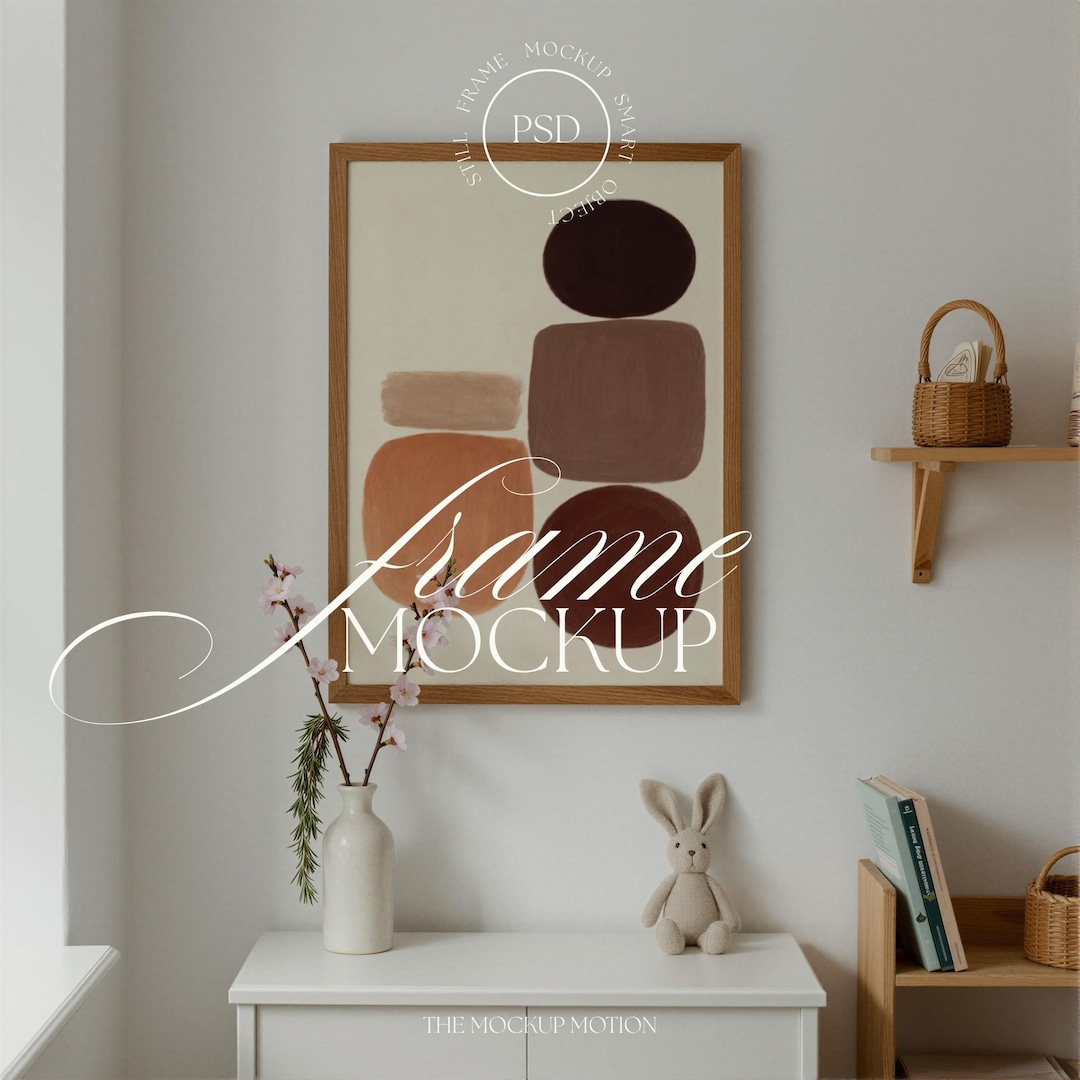 Vertical Wood Frame Mockup PSD in Cosy Boho Nursery Room Scene - Etsy UK