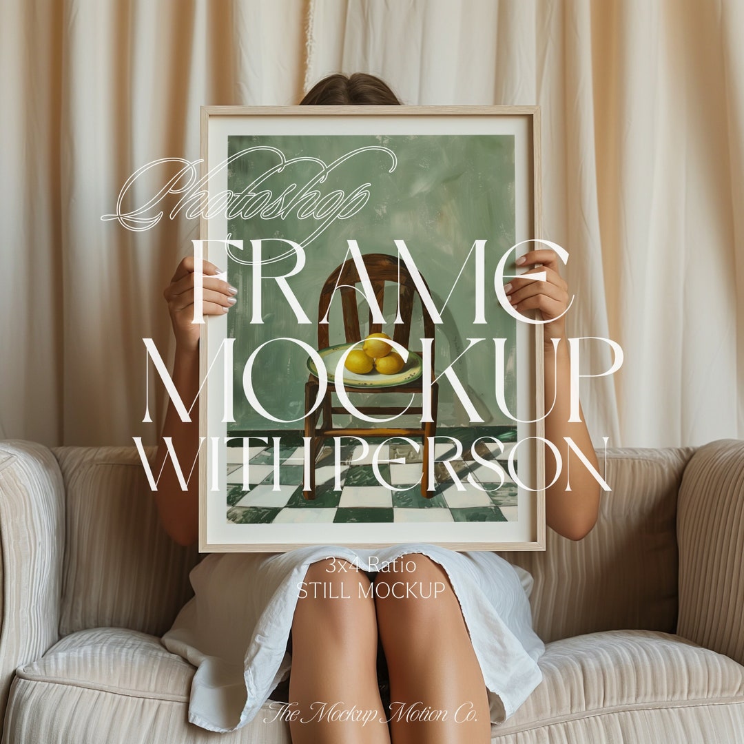 Frame Mockup With Person Holding Frame, 3x4 Ratio Frame PSD Mockup ...