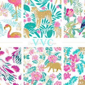 Preppy Safari Animals Pack #3 Digital Paper, 10 Seamless Preppy ...