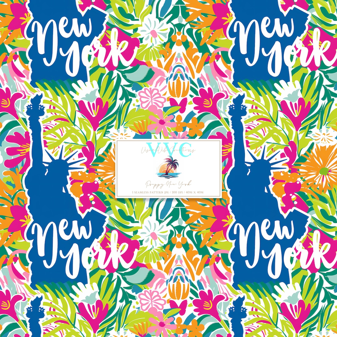 Preppy New York Digital Paper, 1 Seamless Pattern for Printable ...