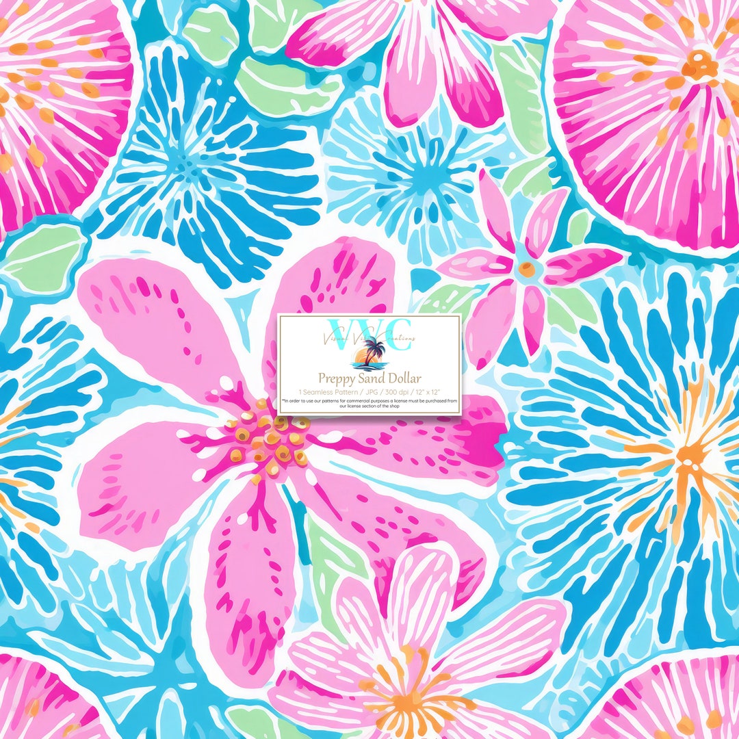 Preppy Sand Dollar Digital Paper 1 Seamless Tropical Pattern - Etsy