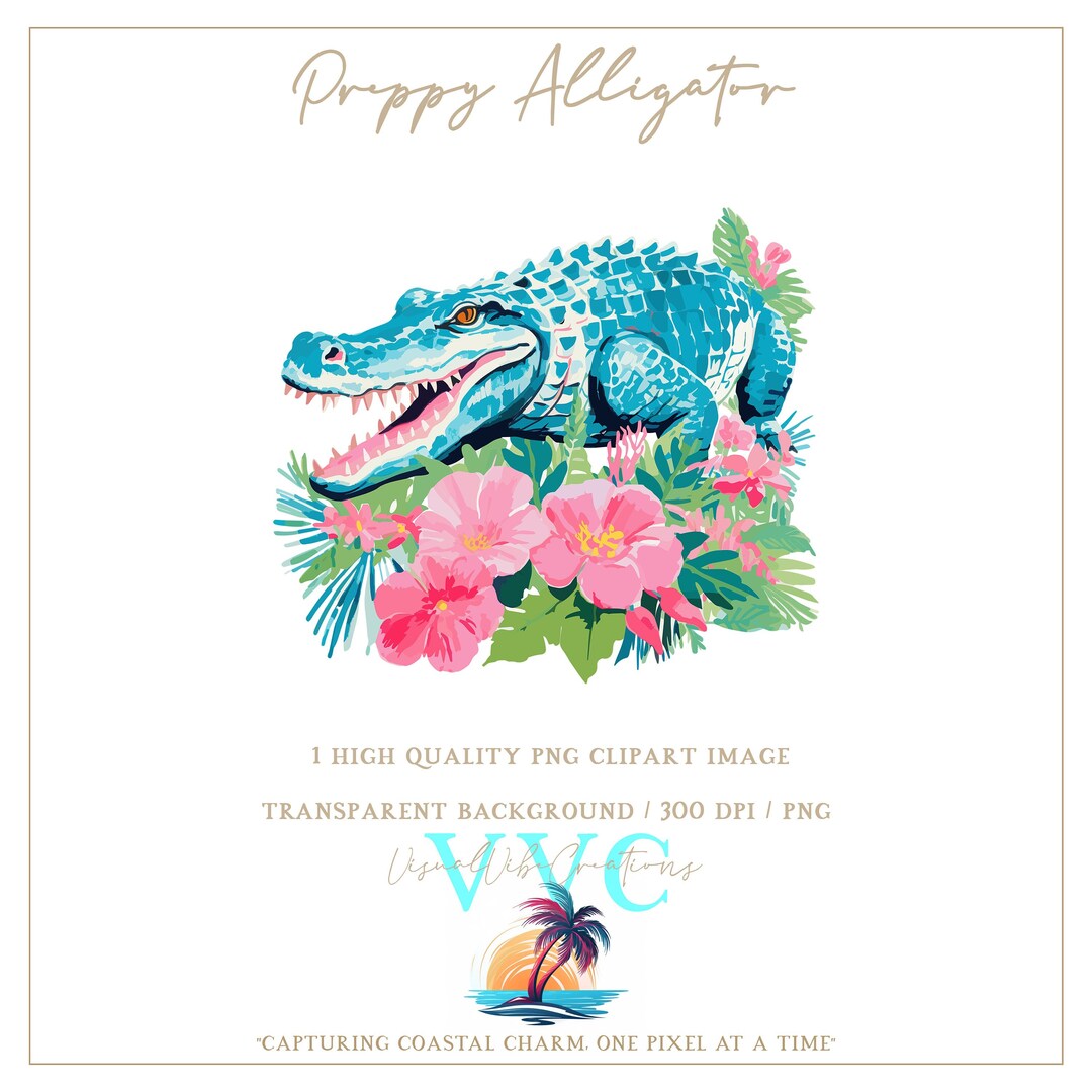 Preppy Alligator Clip Art - Transparent Background in PNG - Ocean ...