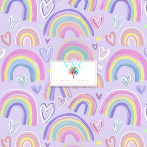 Preppy Rainbow Daydream, 1 Seamless Pattern, Pastel Rainbow Heart ...