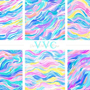 Preppy Waves Digital Paper, 10 Seamless Patterns for Scrapbook Paper ...