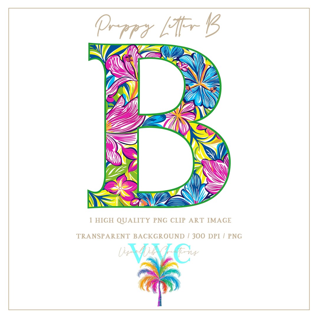 Preppy Letter B Clip Art - Transparent Background in PNG - Alphabet ...