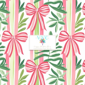 Preppy Christmas Bows Digital Paper, 1 Seamless Pattern for Scrapbook ...