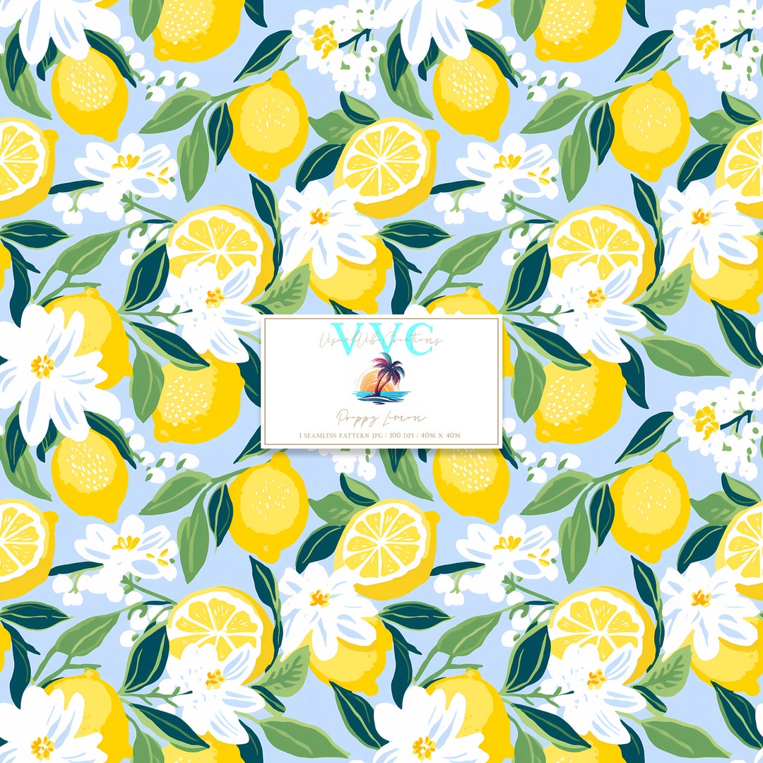 Preppy Lemon Digital Paper, 1 Seamless Pattern for Scrapbook Paper ...
