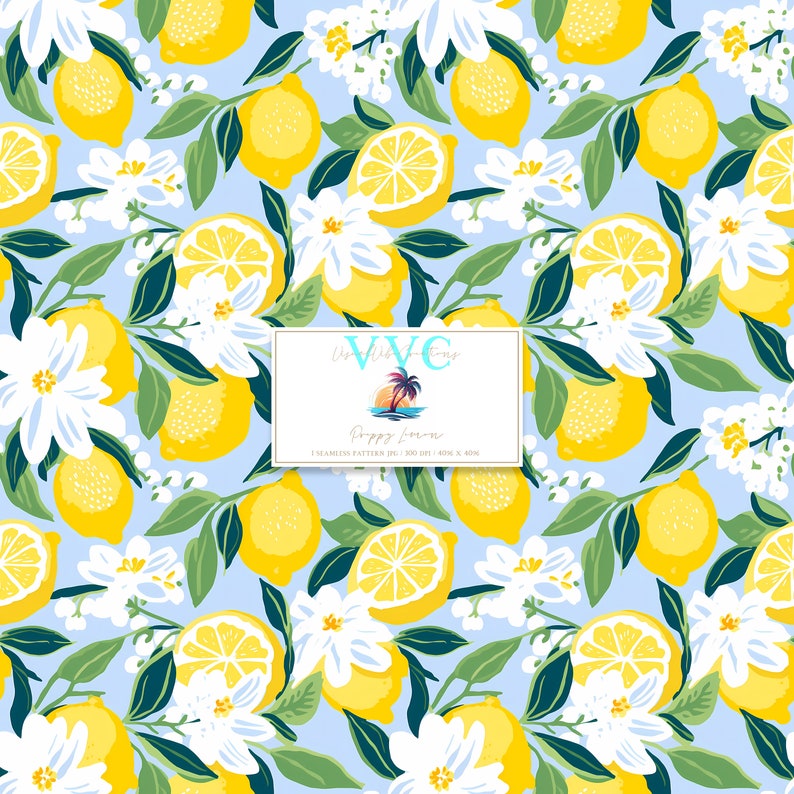 Preppy Lemon Digital Paper, 1 Seamless Pattern for Scrapbook Paper ...