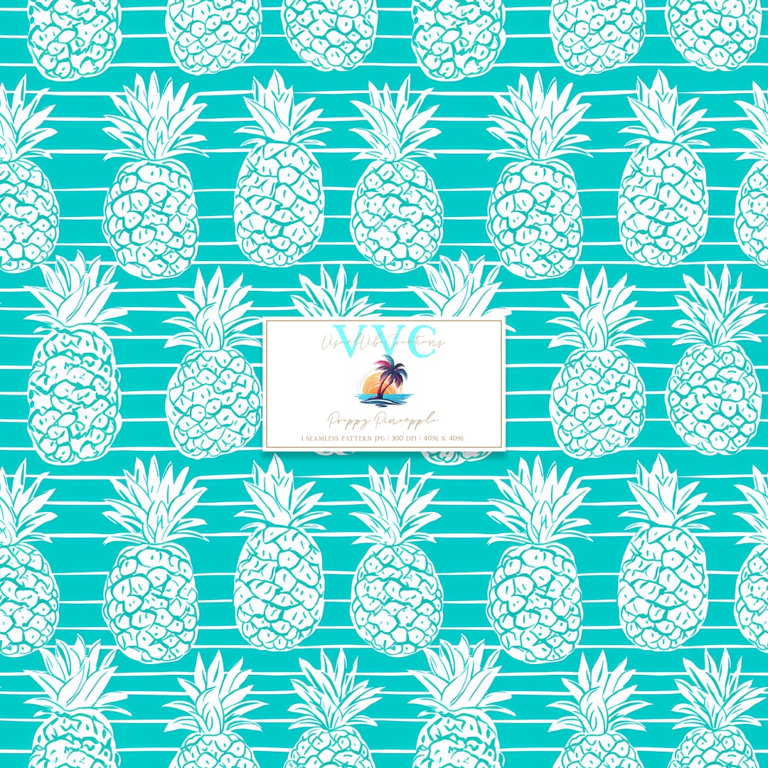 Preppy Pineapple Digital Paper, 1 Seamless Tropical Pattern for ...