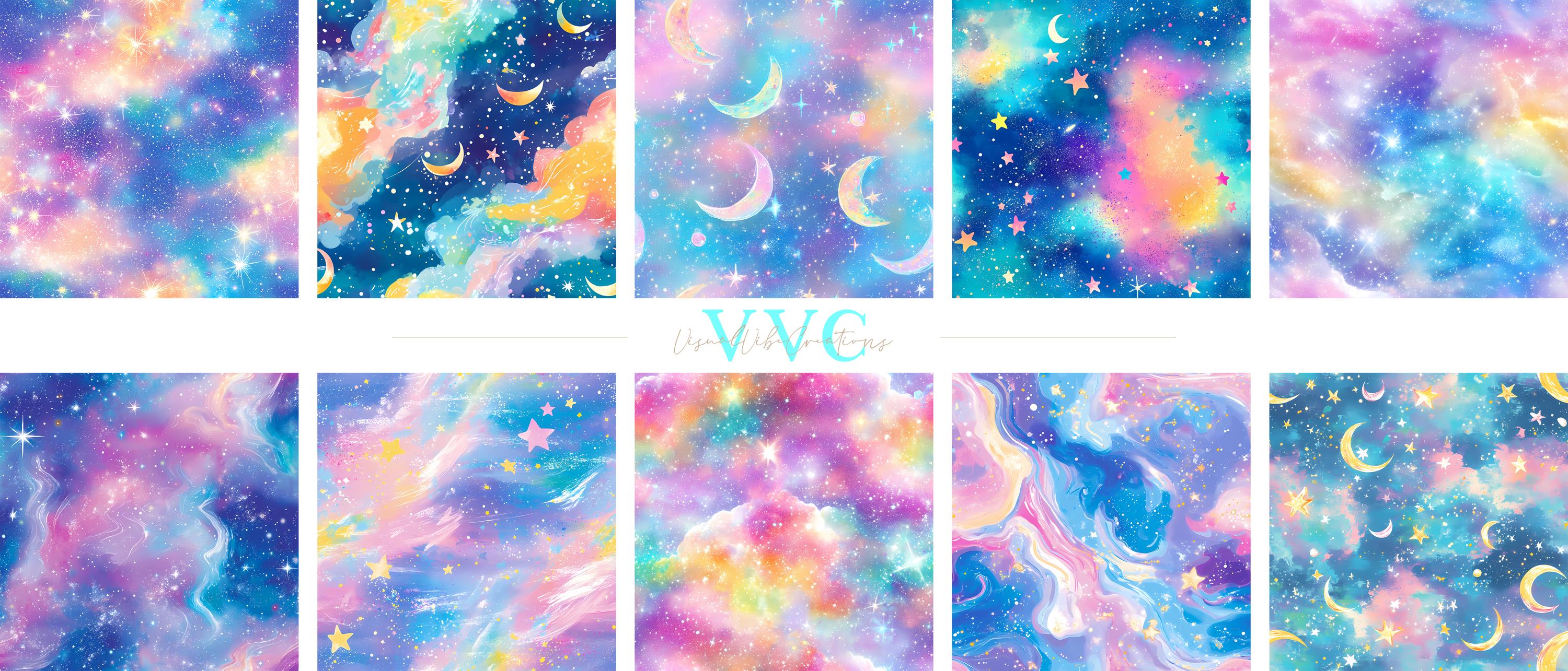 Preppy Galaxy Digital Paper, 10 Seamless Patterns for Printable ...
