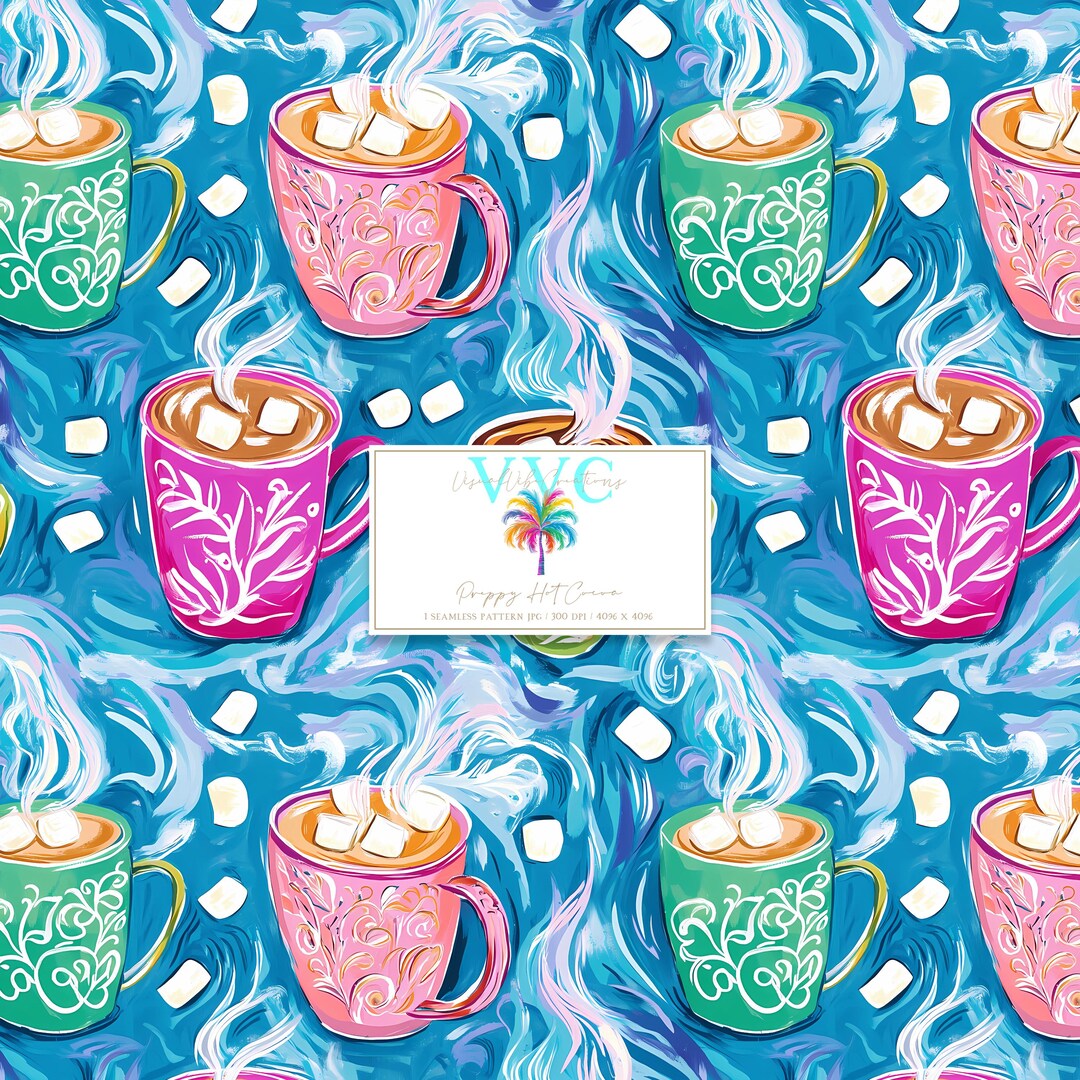 Preppy Hot Cocoa Digital Paper, 1 Seamless Pattern for Scrapbook Paper ...