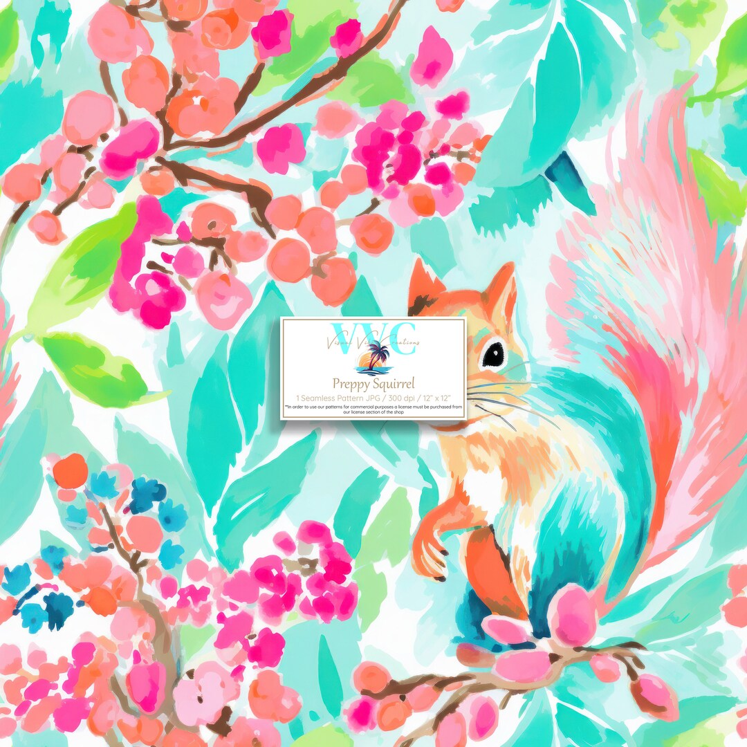 Preppy Squirrel Digital Paper 1 Seamless Pattern for - Etsy