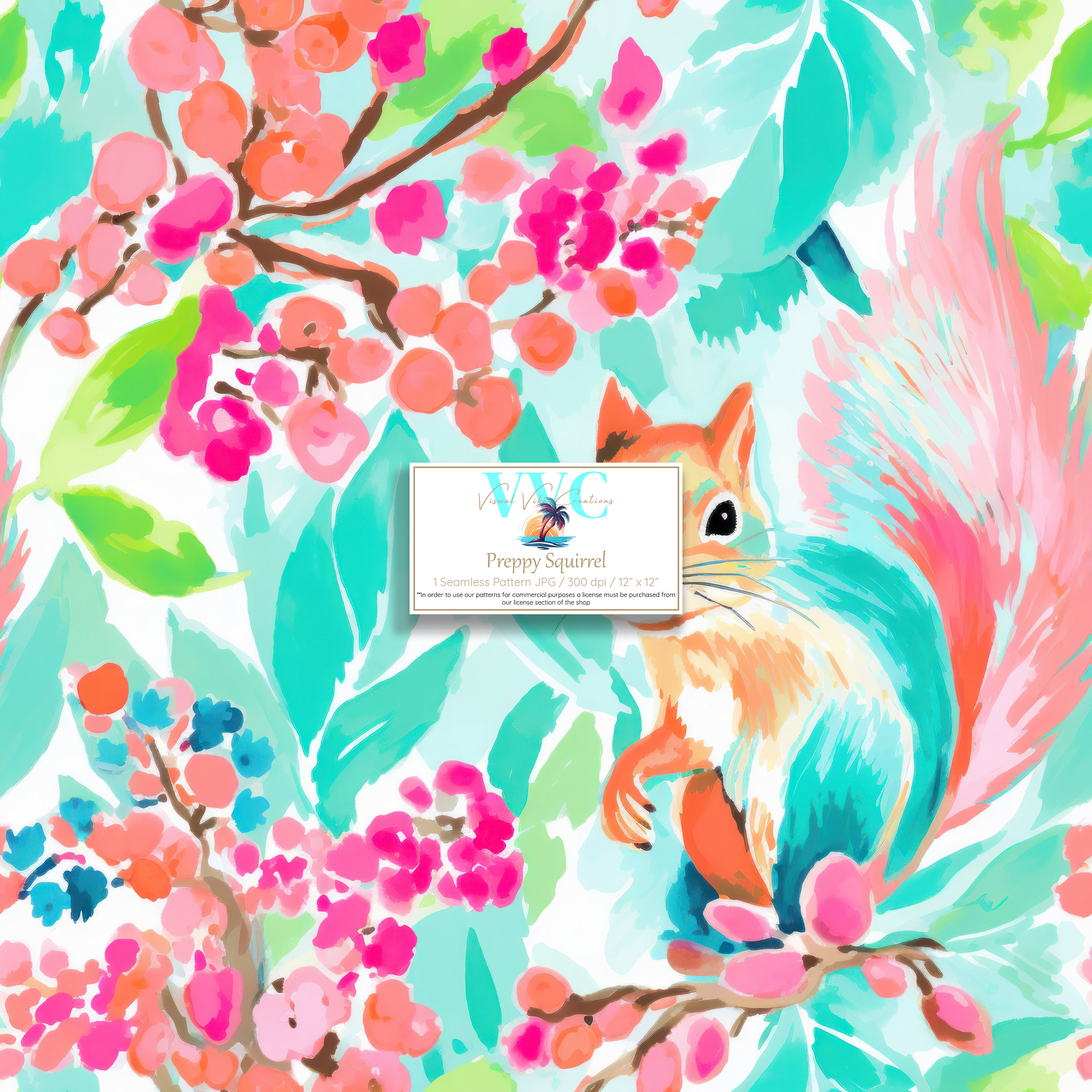 Preppy Squirrel Digital Paper 1 Seamless Pattern for - Etsy