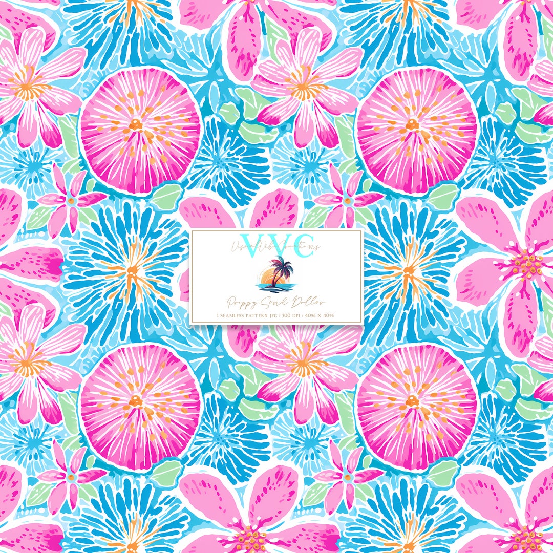 Preppy Sand Dollar Digital Paper, 1 Seamless Tropical Pattern for ...