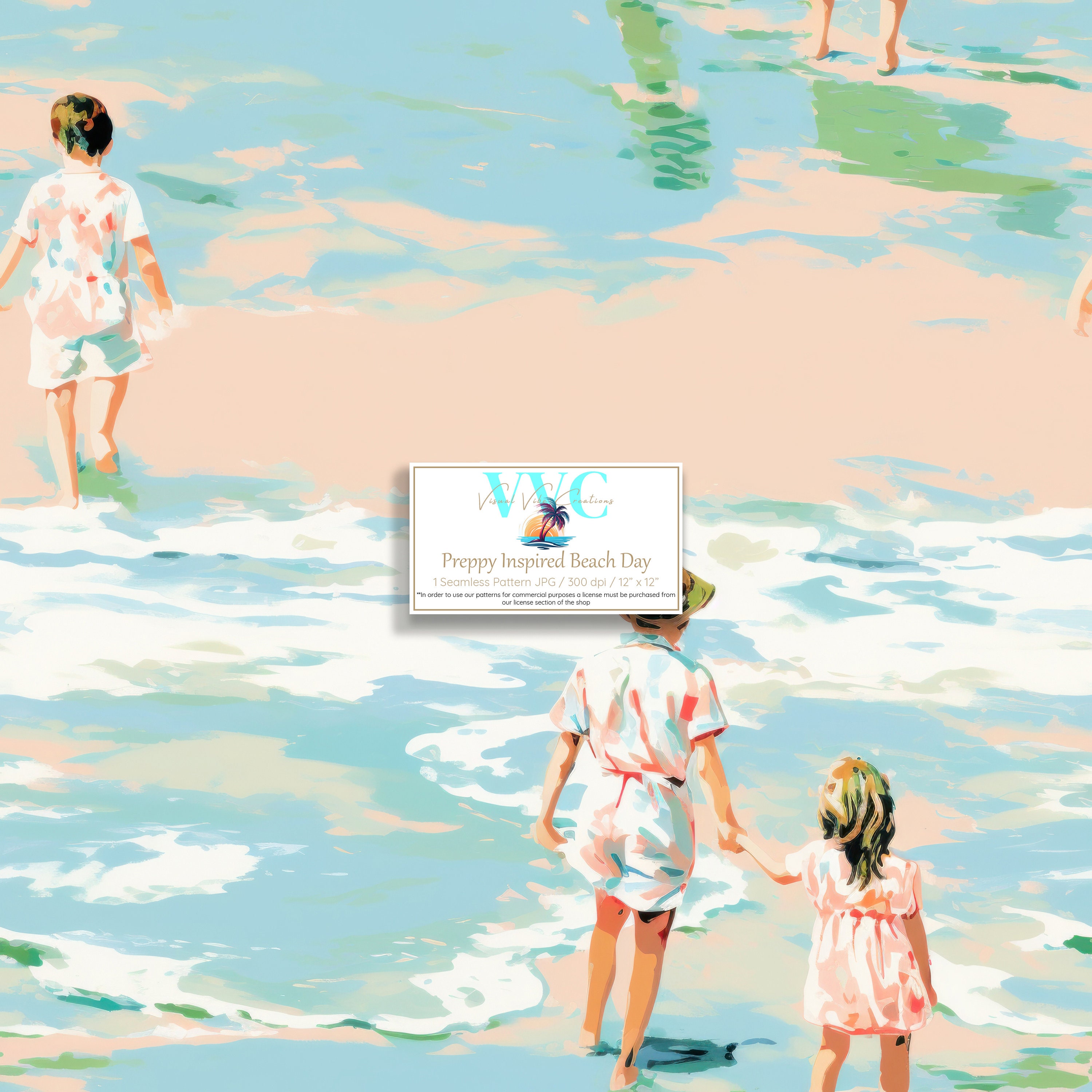 Preppy Inspired Beach Day Digital Paper 1 Seamless Pattern - Etsy