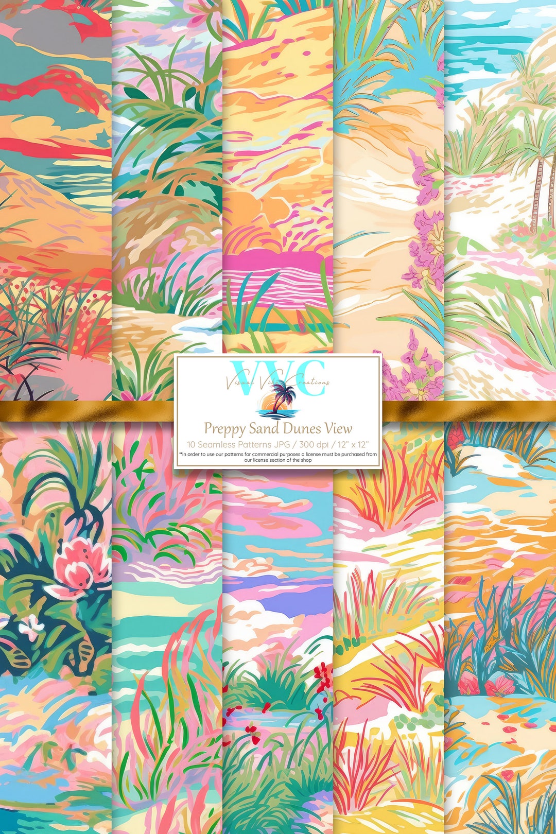 Preppy Sand Dunes View Digital Paper, 10 Seamless Patterns for ...