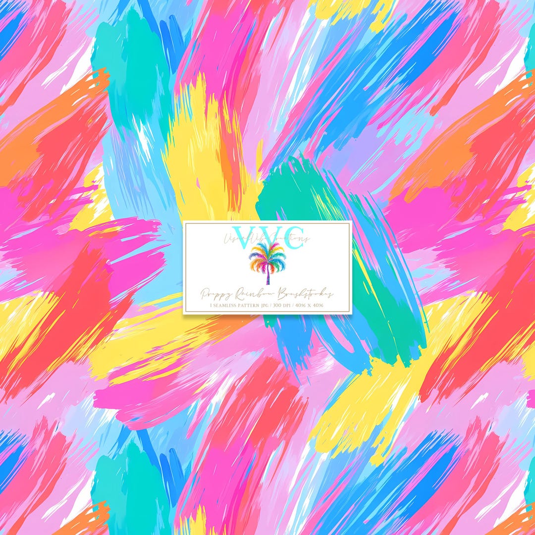 Preppy Rainbow Brushstrokes Digital Paper, 1 Seamless Pattern for ...