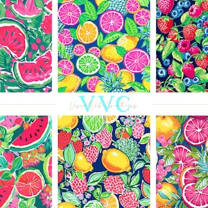 Preppy Summer Mixed Fruit Digital Paper, 10 Seamless Preppy Patterns ...