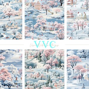 Preppy Inspired Winter Village Digital Paper, 10 Seamless Patterns for ...