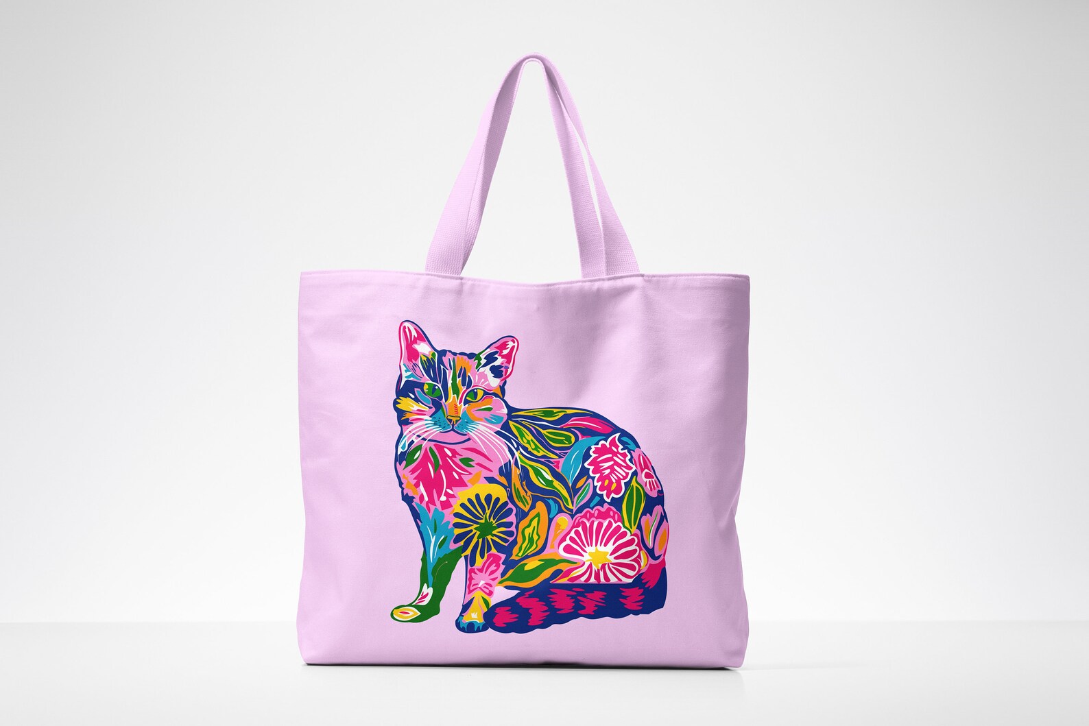Preppy Floral Cat Clip Art - Transparent Background in PNG - Cats ...