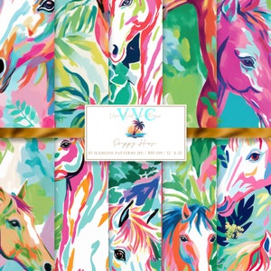 Preppy Horse Digital Paper, 10 Seamless Patterns for Printable ...
