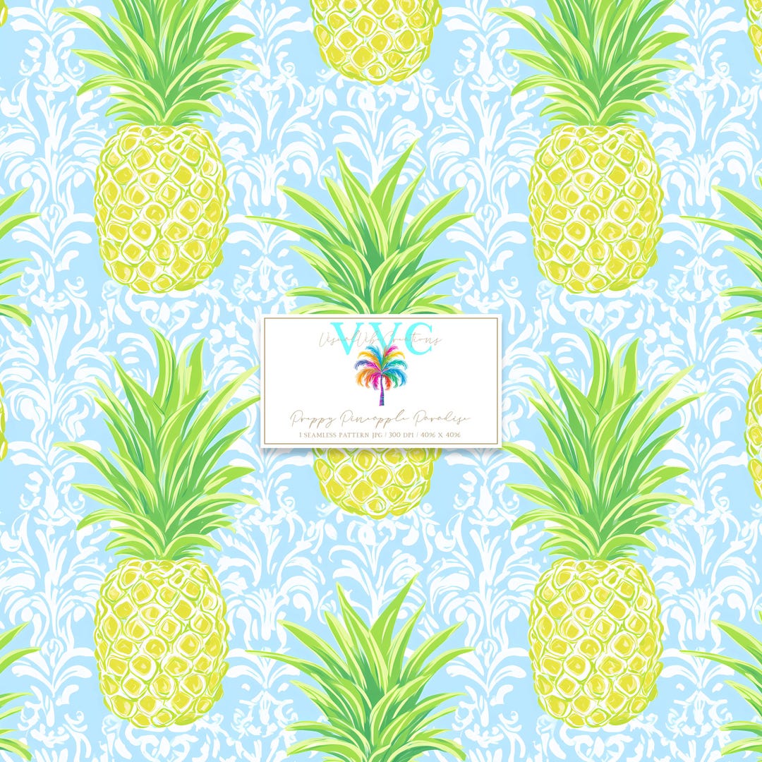 Preppy Pineapple Paradise Digital Paper, 1 Seamless Pattern for ...