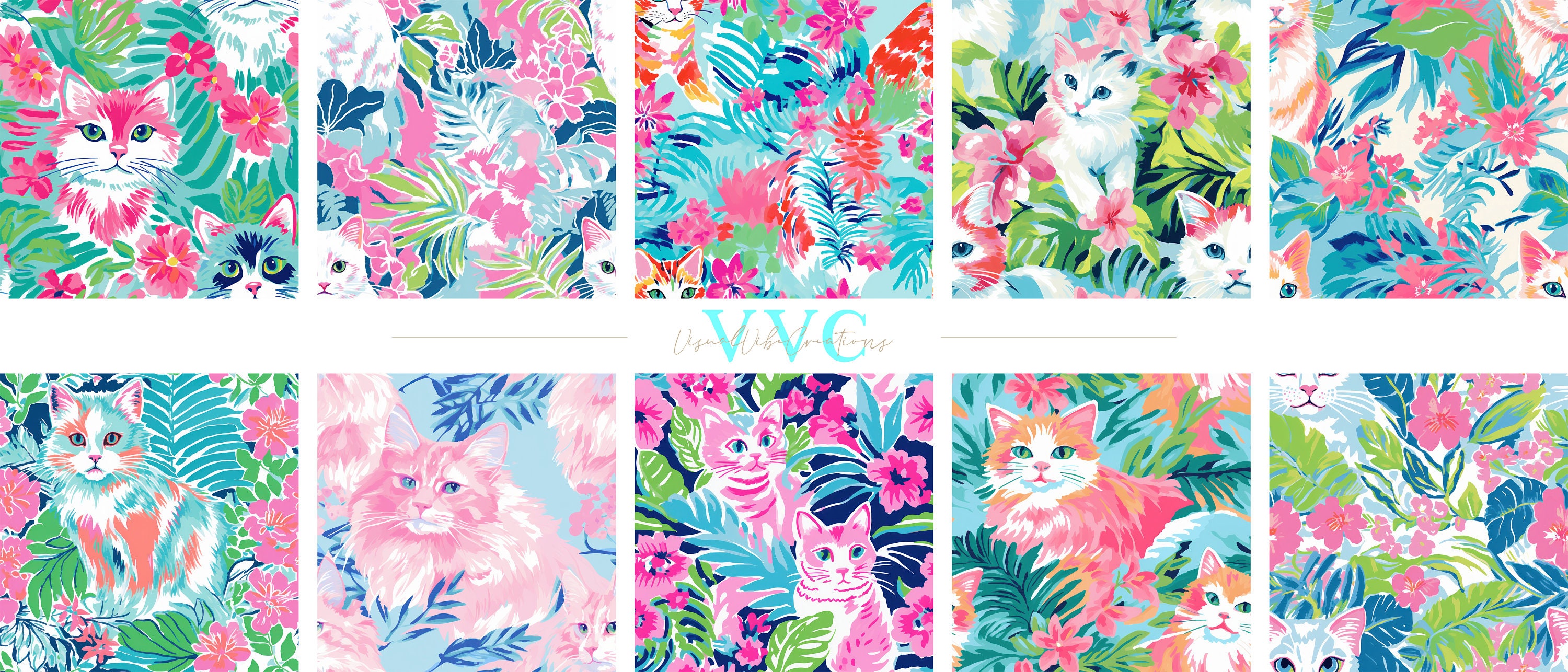 Preppy Cats Digital Paper 10 Seamless Patterns for Printable - Etsy