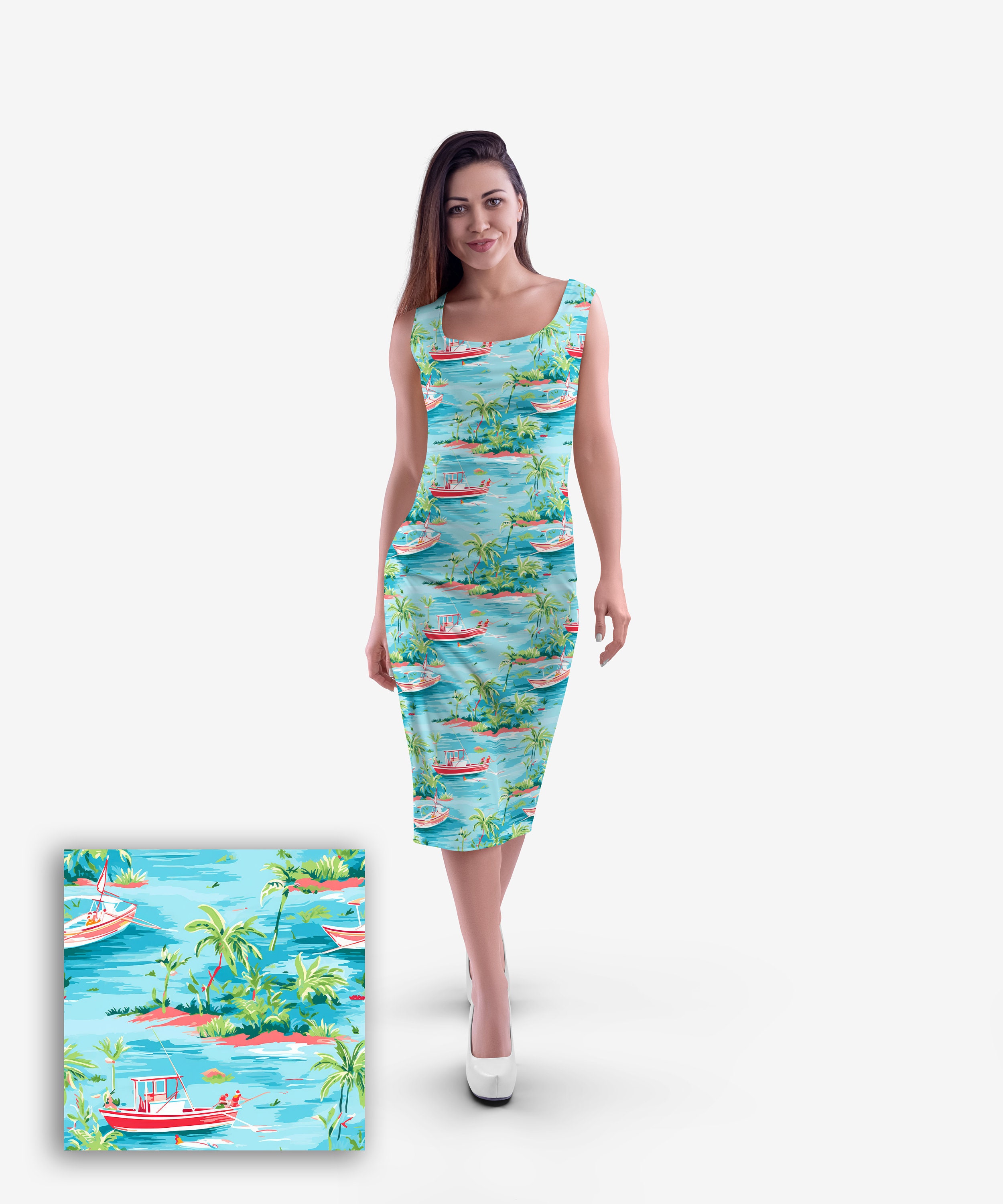 Preppy Fishing Boats Digital Paper, 10 Seamless Tropical Patterns for ...