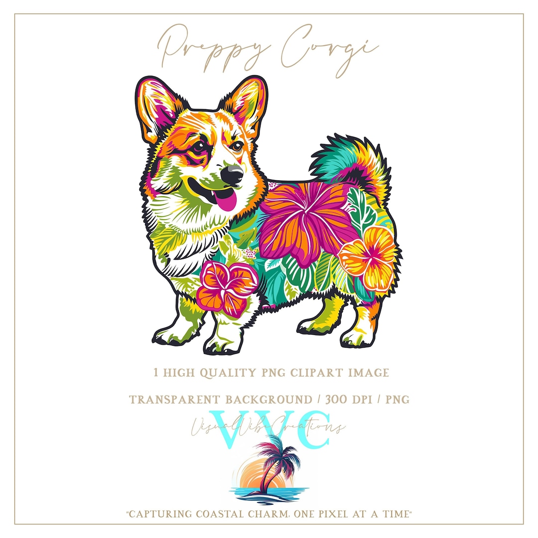 Preppy Corgi Clip Art - Transparent Background in PNG - Dog Pattern ...