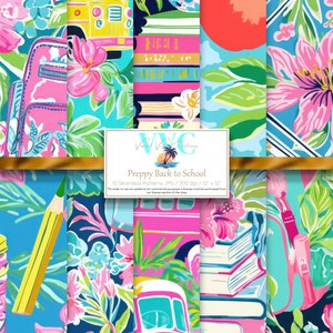 Preppy Back to School Digital Paper, 10 Seamless Patterns for Printable ...