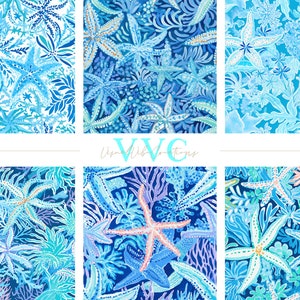 Preppy Starfish & Coral Digital Paper, 10 Seamless Patterns for ...