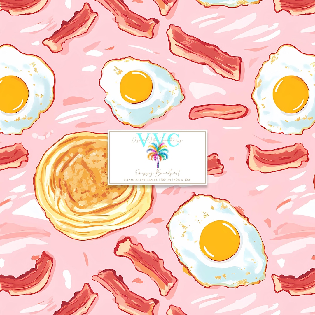 Preppy Breakfast Digital Paper, 1 Seamless Pattern for Scrapbook Paper ...