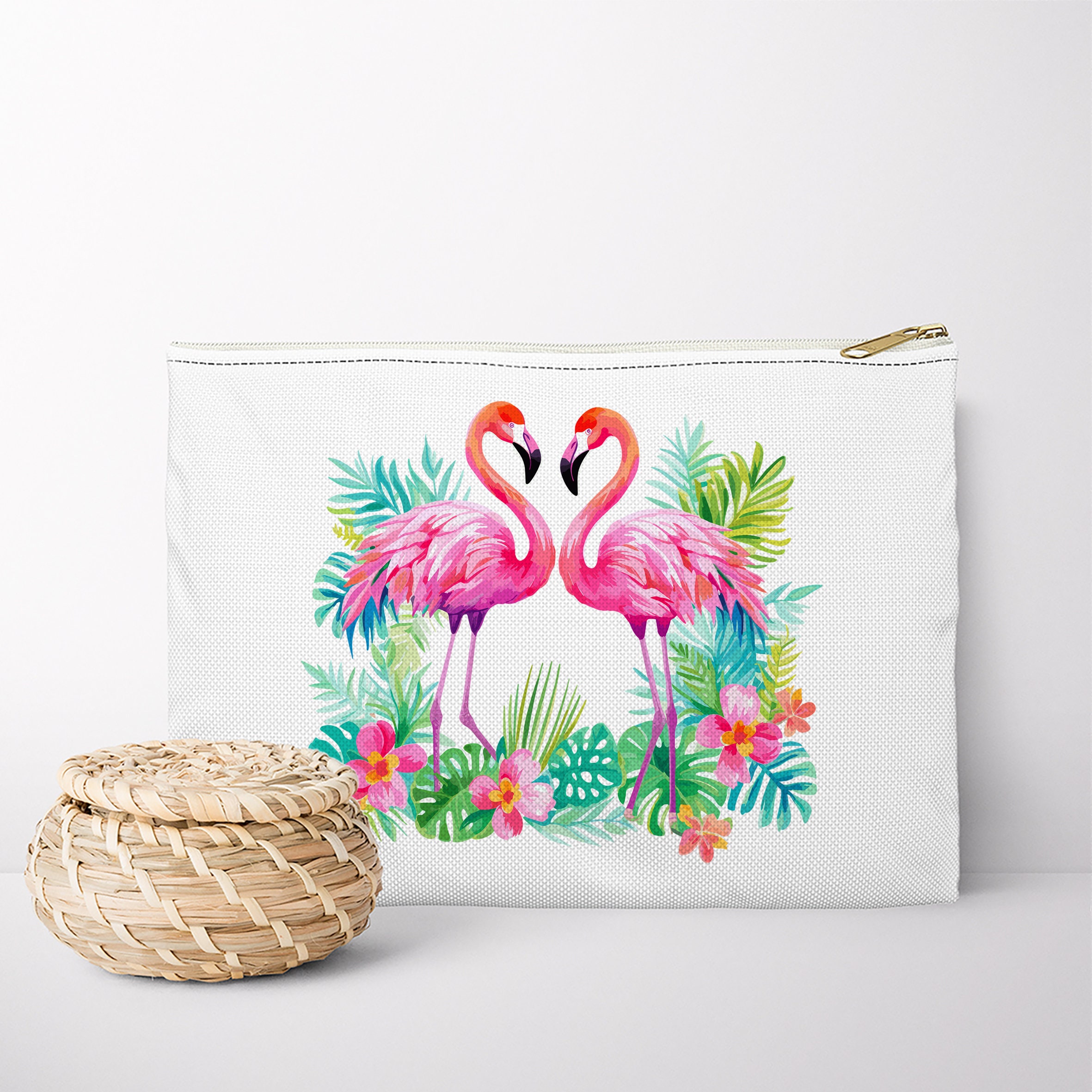 Preppy Flamingo Clipart Pack of 5 Transparent Background in - Etsy