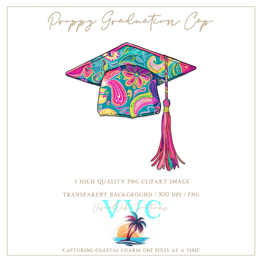 Preppy Graduation Cap Clip Art - Transparent Background in PNG - School ...