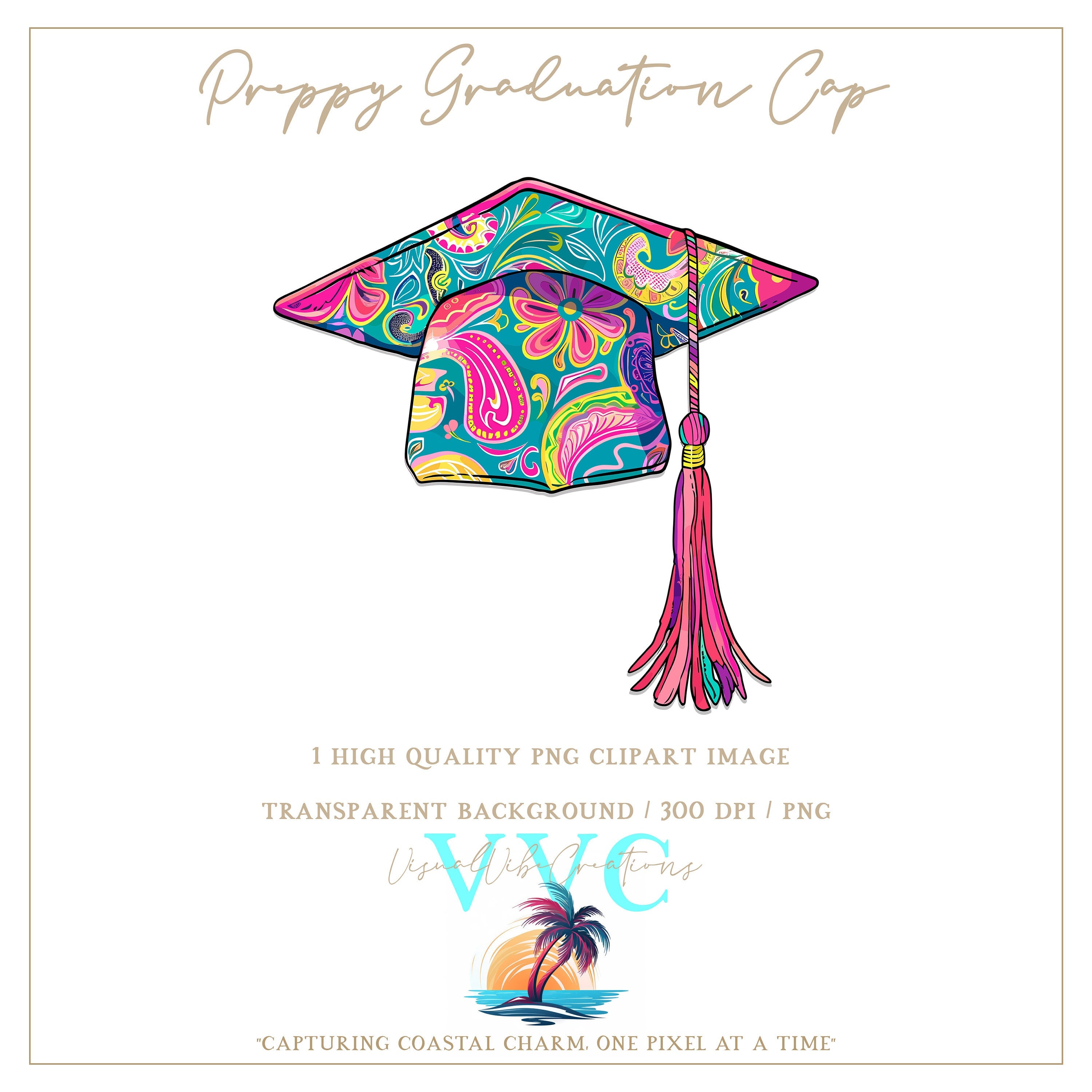 Preppy Graduation Cap Clip Art - Transparent Background in PNG - School ...