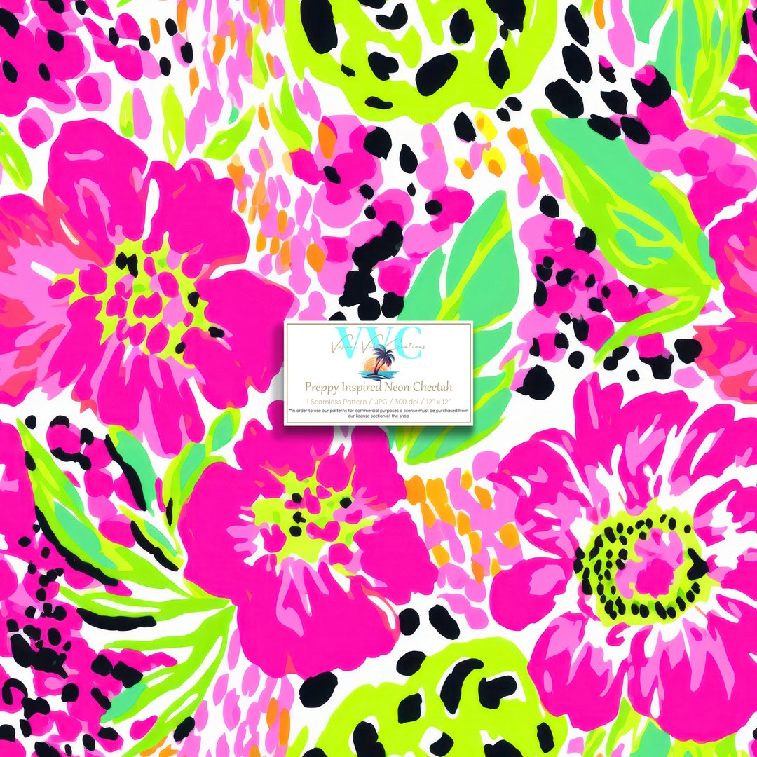 Preppy Inspired Neon Cheetah Digital Paper, 1 Seamless Pattern for ...