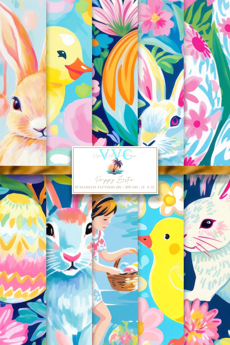 Preppy Easter Digital Paper, 10 Seamless Patterns for Printable ...