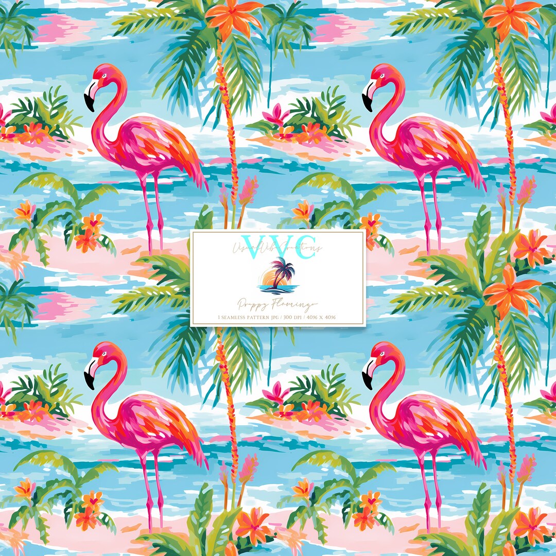 Preppy Flamingo Digital Paper, 1 Seamless Pattern for Scrapbook Paper ...