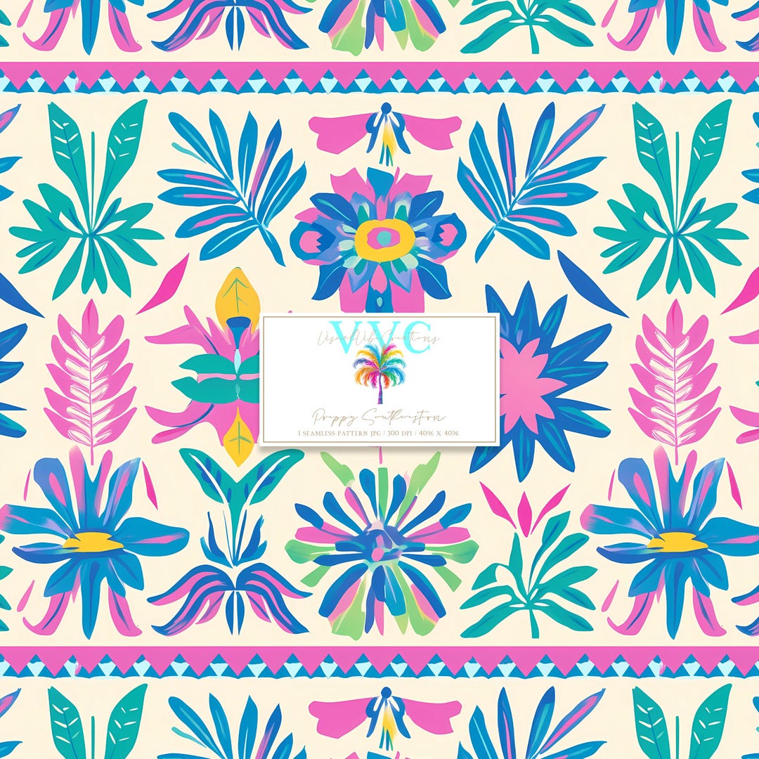Preppy Southwestern Digital Paper, 1 Seamless Pattern for Printable ...