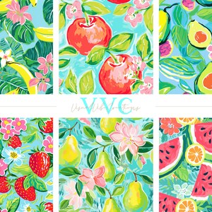 Preppy Fruit Digital Paper, 10 Seamless Patterns for Printable ...