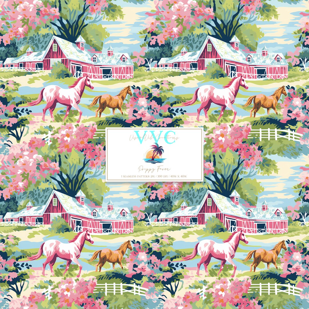 Preppy Farm Digital Paper, 1 Seamless Tropical Pattern for Printable ...