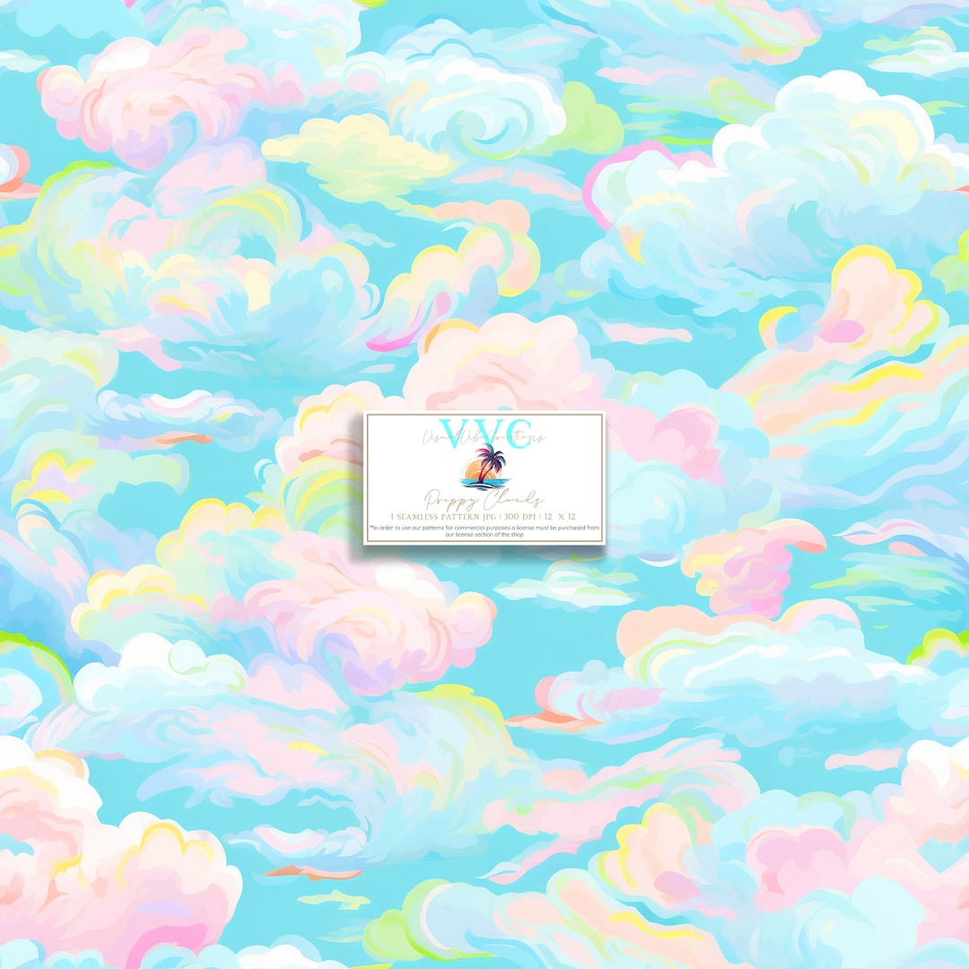 Preppy Clouds Digital Paper 1 Seamless Pattern for Printable - Etsy